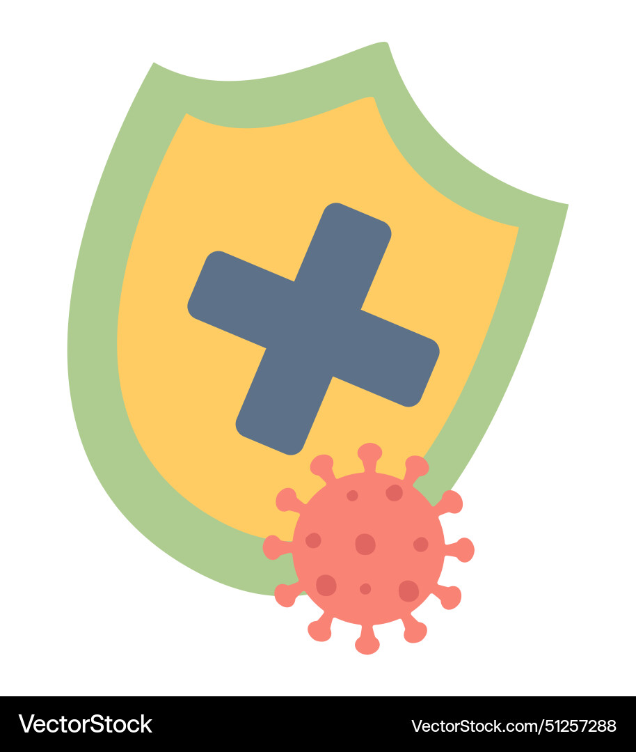 Shield protecting from virus in flat design Vector Image