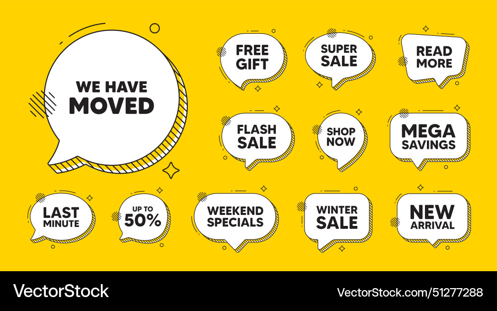 We have moved move new address sign offer speech Vector Image