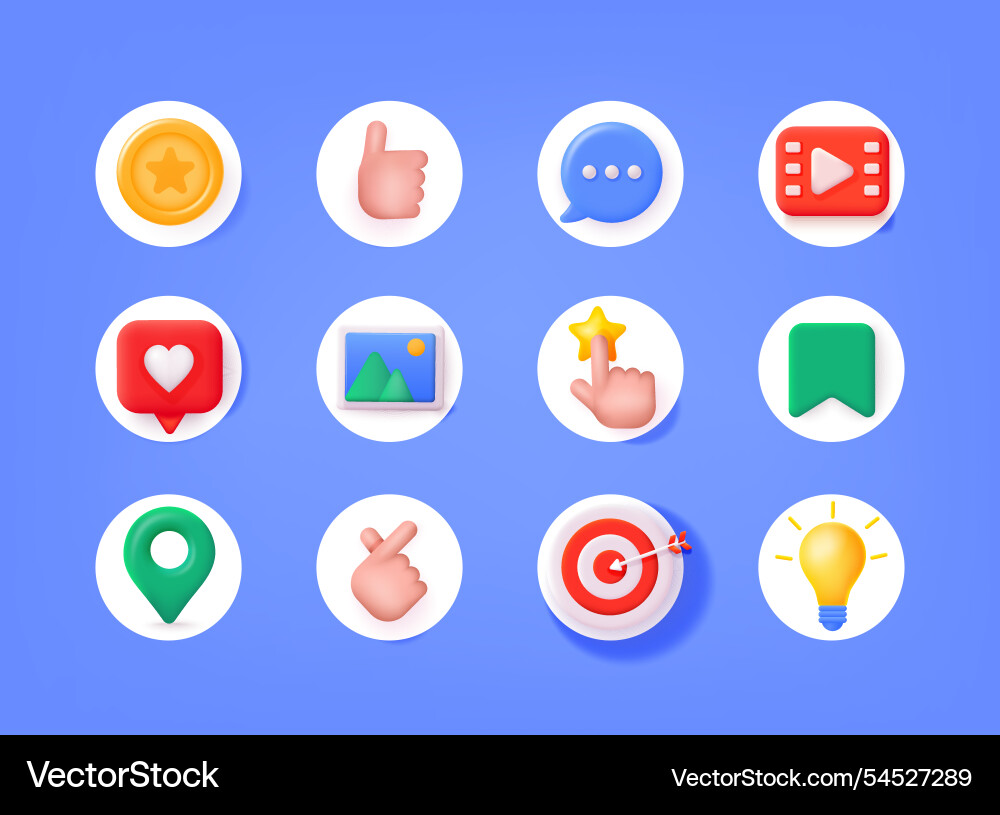 3d social media icons online communication Vector Image