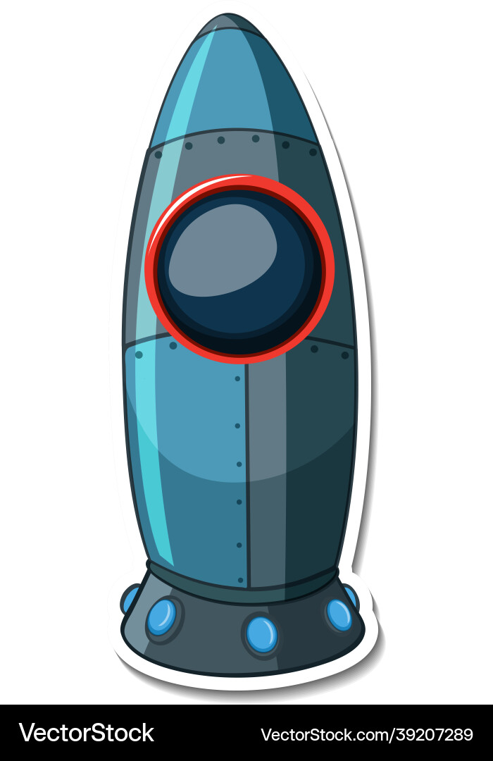 A sticker template with rocket space cartoon Vector Image