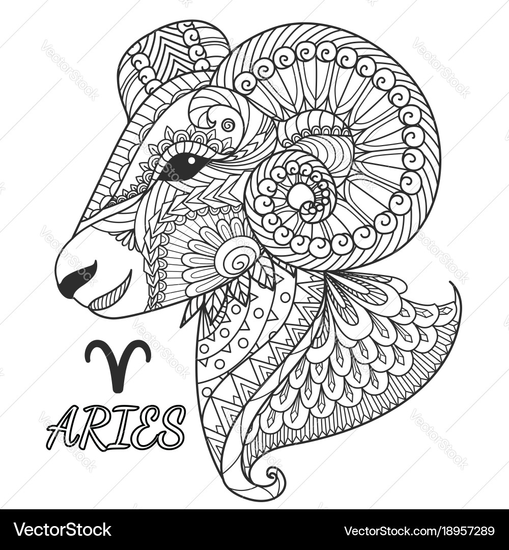 Aries Zodiac Mandala Royalty Free Vector Image
