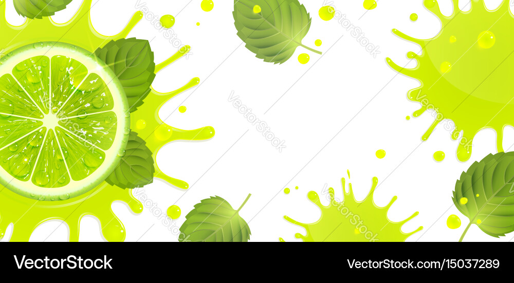 Banner with lime and splash juice Royalty Free Vector Image