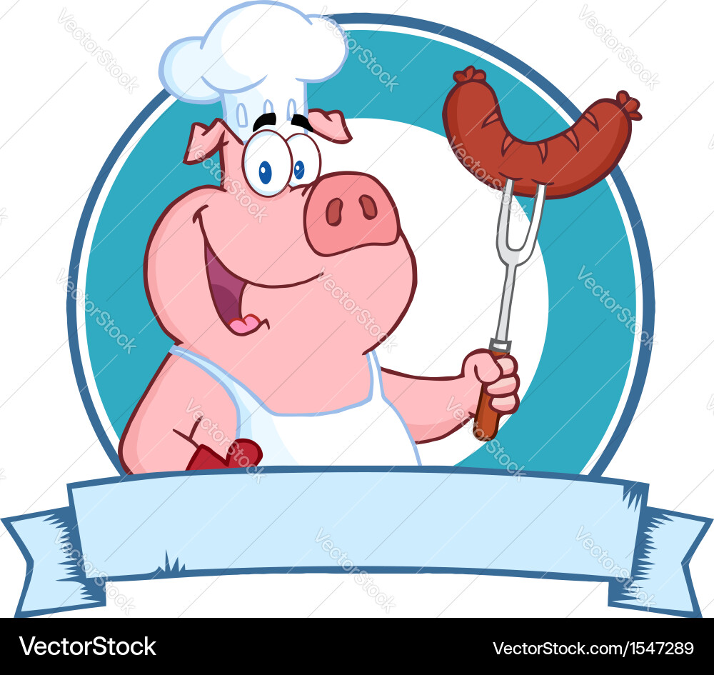 Cartoon Pig Chef Cooking Pork Royalty Free Vector Image