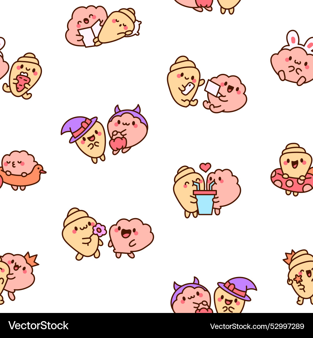 Funny couple seashell cartoon characters Vector Image