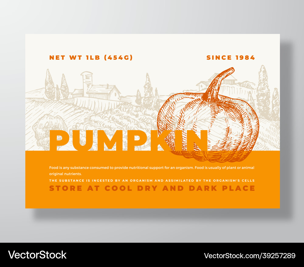 Pumpkin label template abstract packaging Vector Image