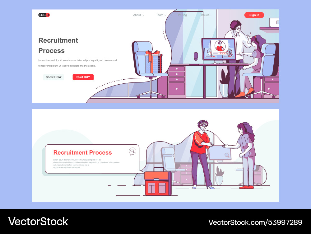 Recruitment process landing pages hr managers Vector Image