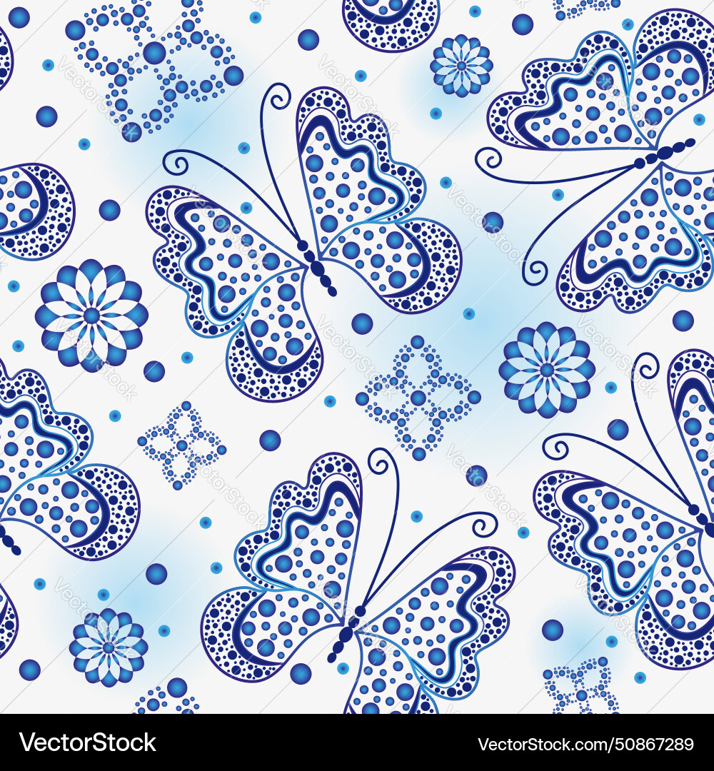 Seamless hand drawn spotty pattern with blue Vector Image