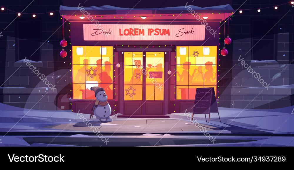 Winter Cafe Exterior Royalty Free Vector Image