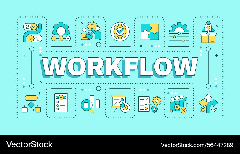 Workflow cyan word concept Royalty Free Vector Image