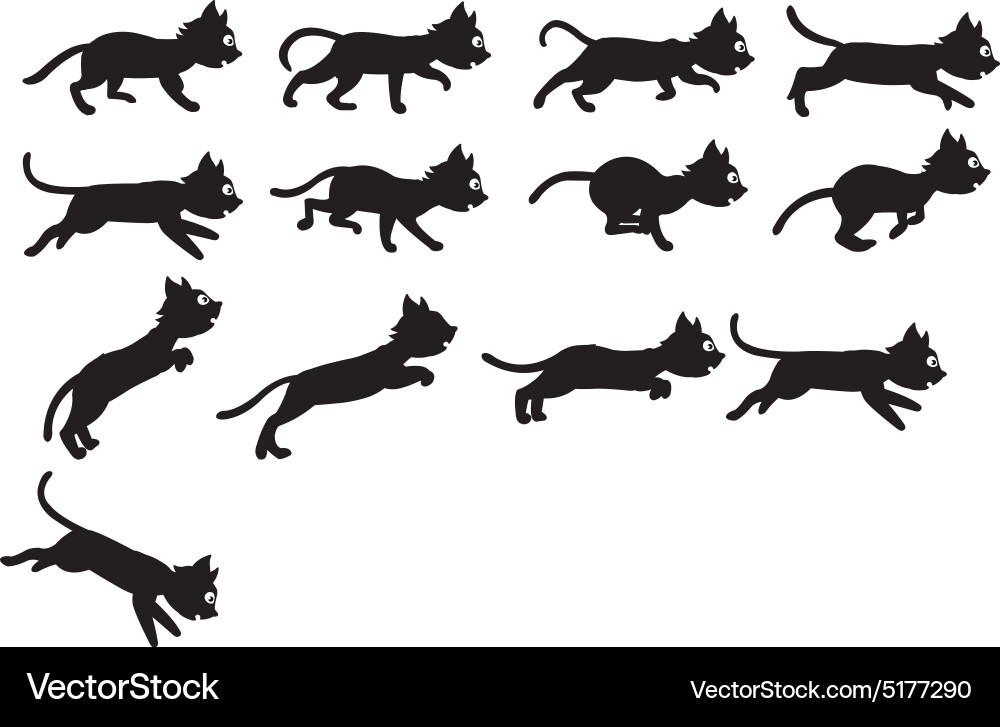 Black cat jumping sprite Royalty Free Vector Image