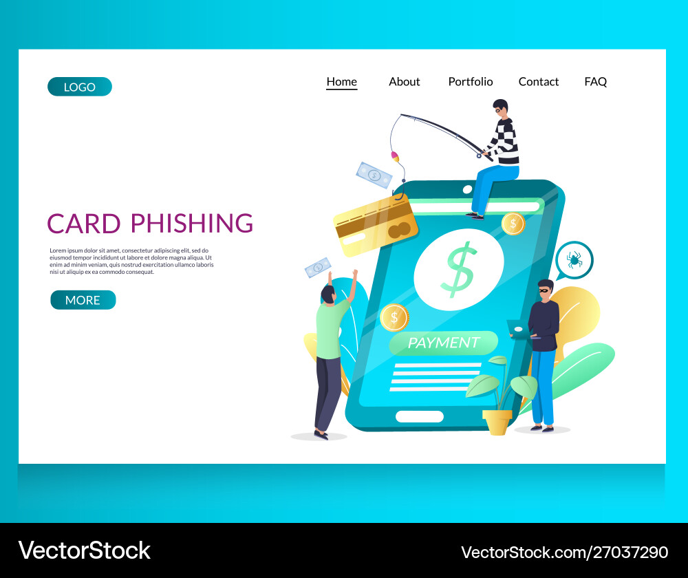 Card phishing website landing page design Vector Image