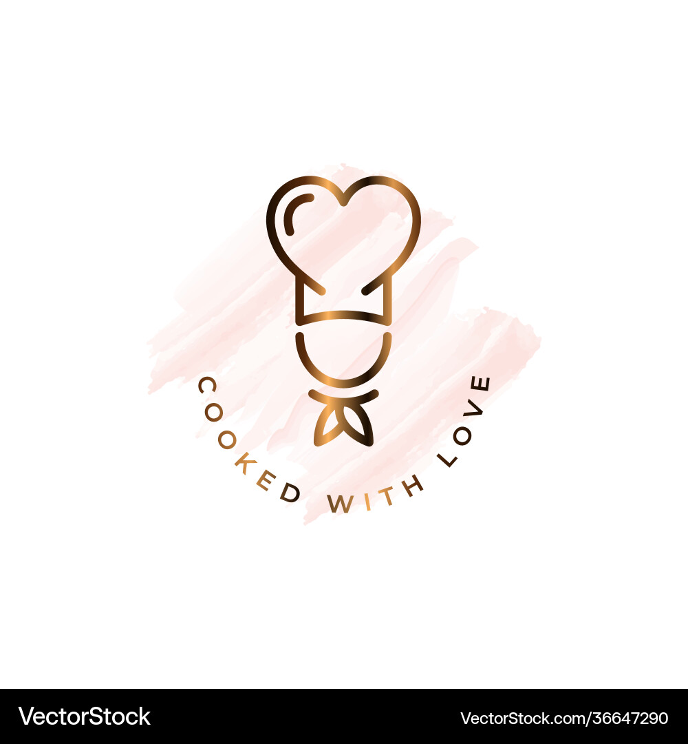 Chef Heart Watercolor Logo Royalty Free Vector Image