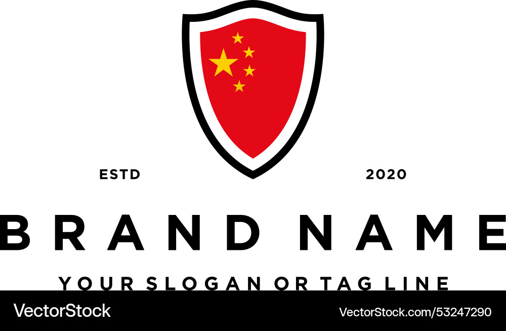 Creative china flag shield logo design Royalty Free Vector