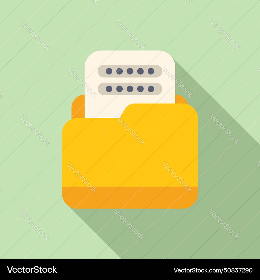 Folder password icon flat id process Royalty Free Vector