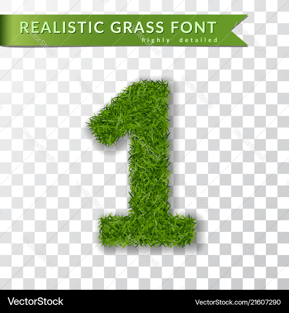 Grass number 1 green one isolated Royalty Free Vector Image