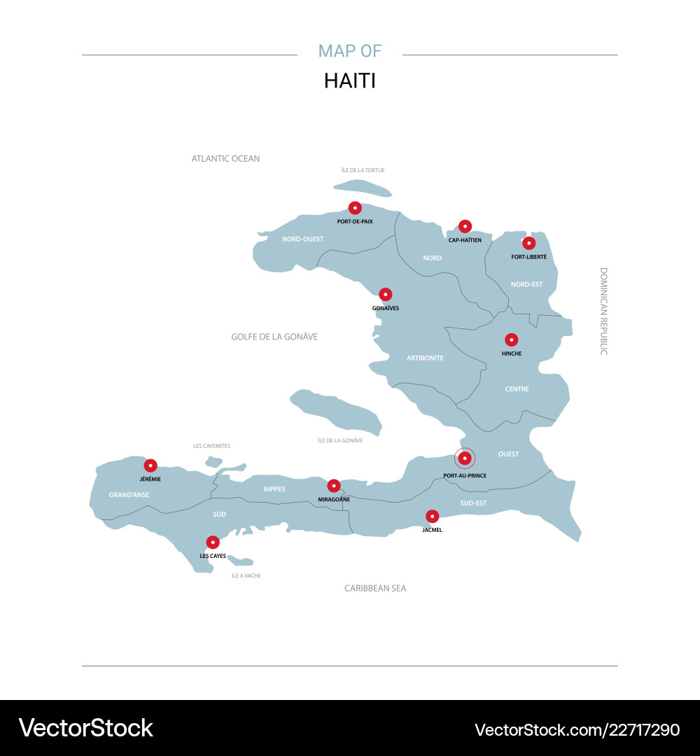 Haiti map with red pin Royalty Free Vector Image