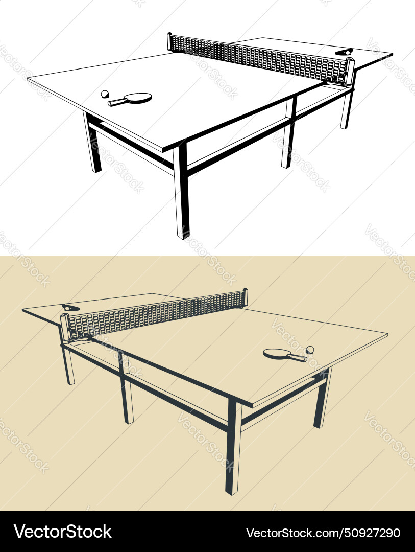 Table tennis table with rackets and ball Vector Image