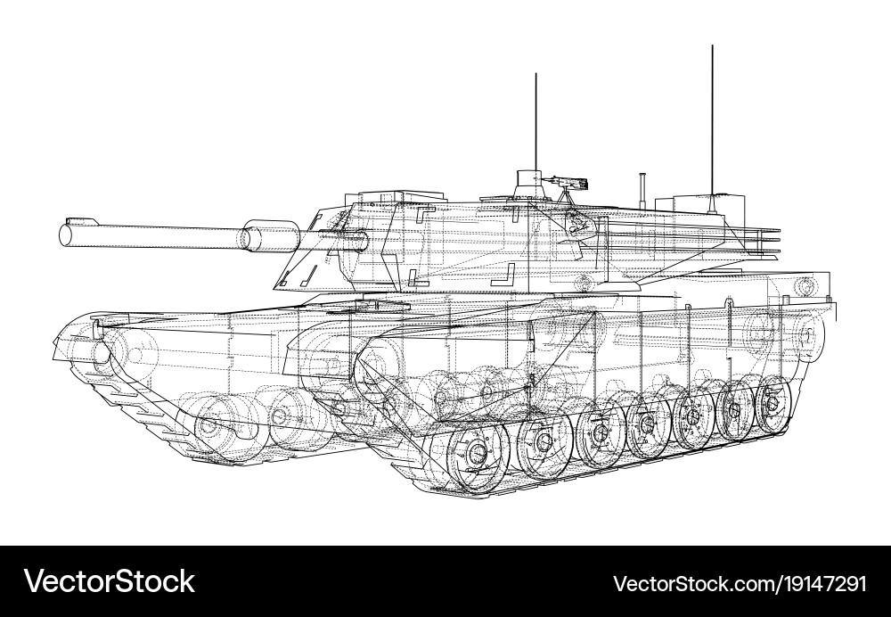 Blueprint of realistic tank Royalty Free Vector Image