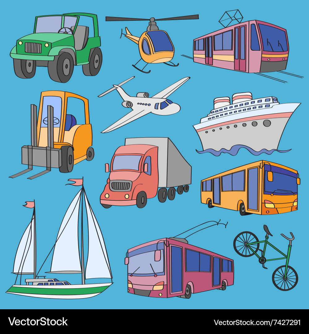Doodle transport Royalty Free Vector Image - VectorStock