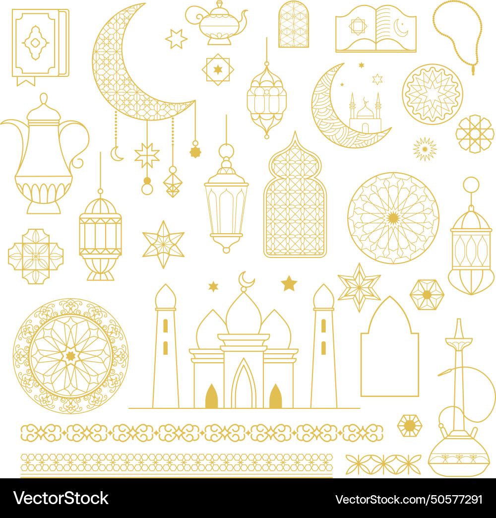 Islamic and arabic decorative elements symbols Vector Image