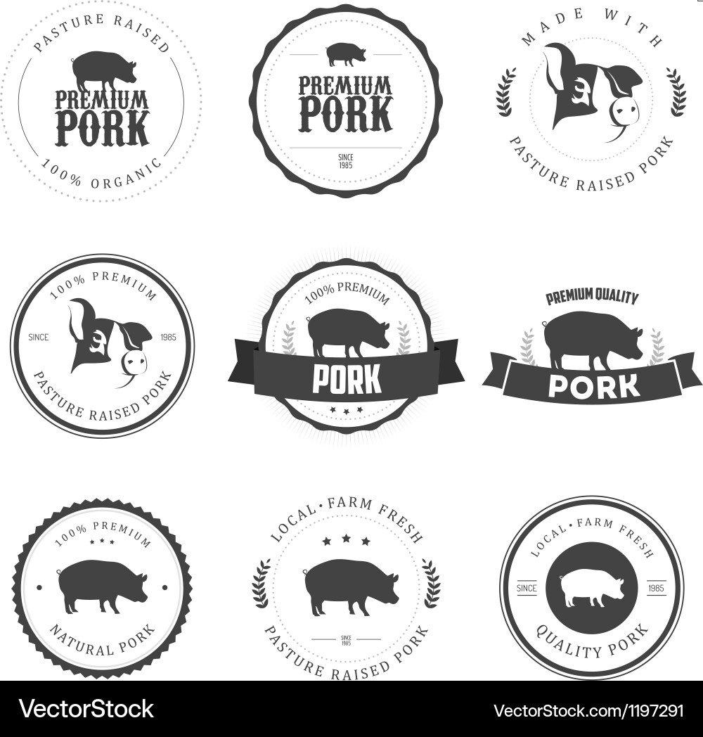 Premium Pork Labels & Badges Royalty Free Vector Image