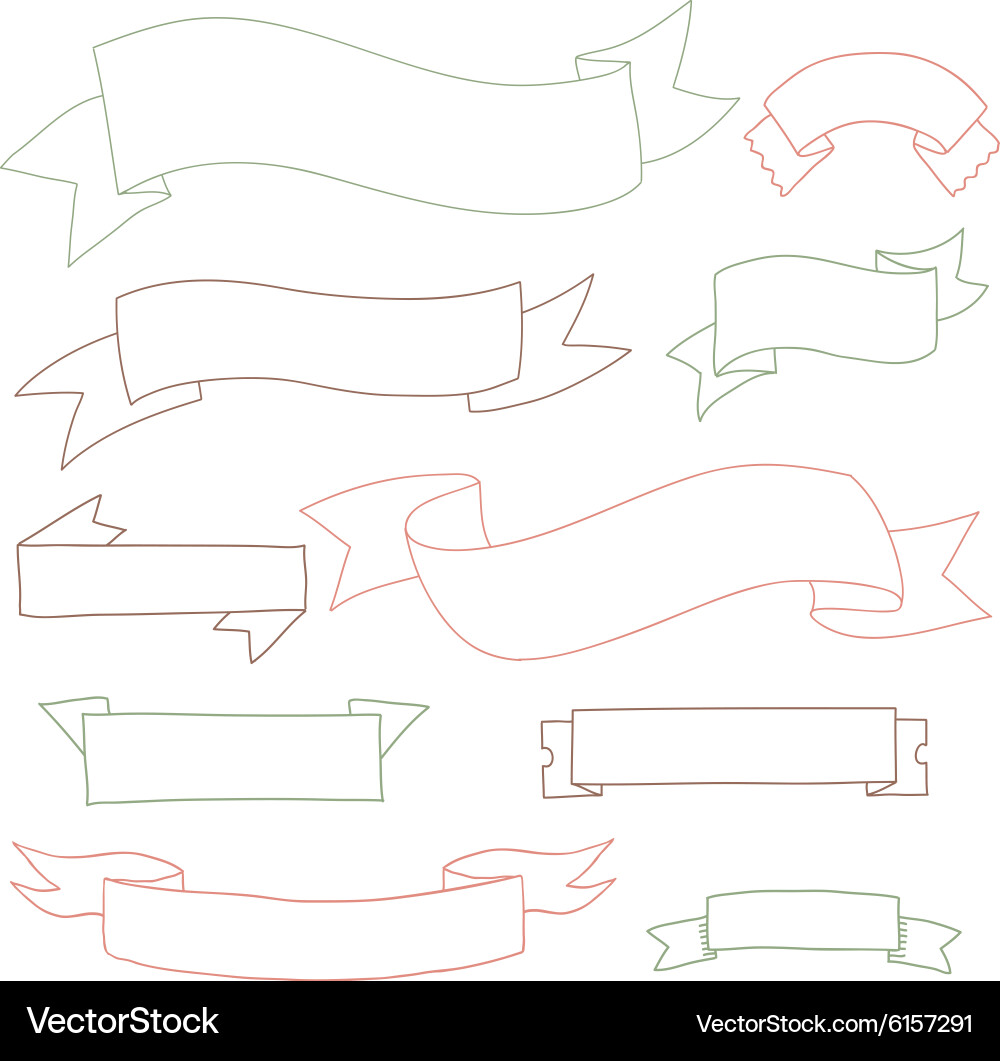 Ribbons set outline Royalty Free Vector Image - VectorStock