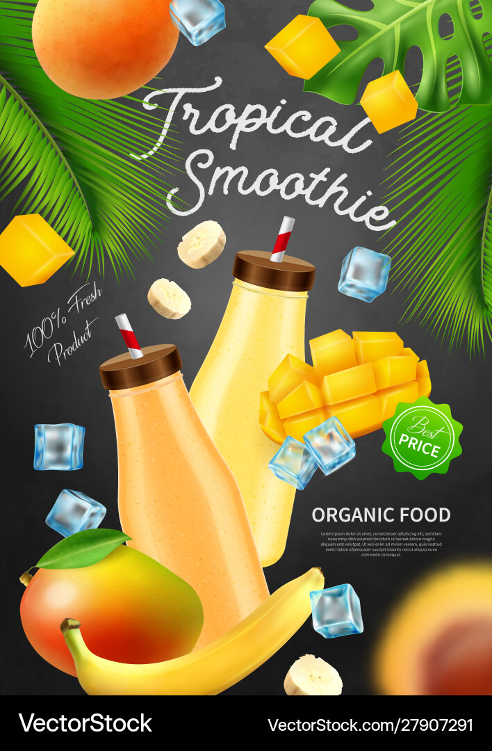 Tropical smoothie advertising poster Royalty Free Vector