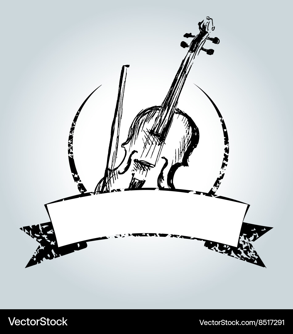 Vintage label with violin Royalty Free Vector Image