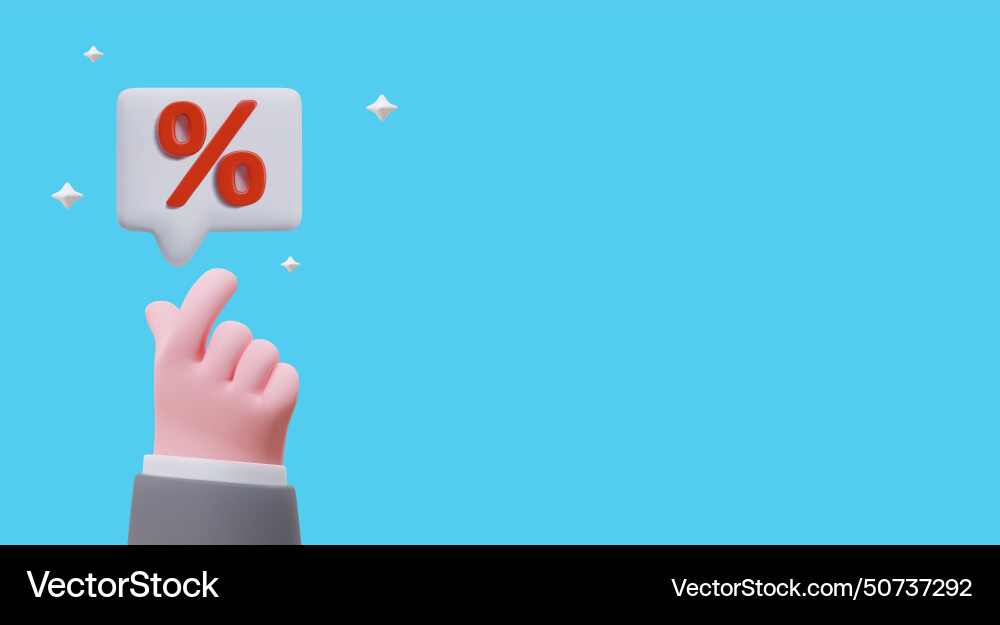Announcement of discounts 3d hand comment Vector Image