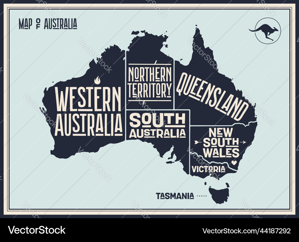Poster map of australia Royalty Free Vector Image