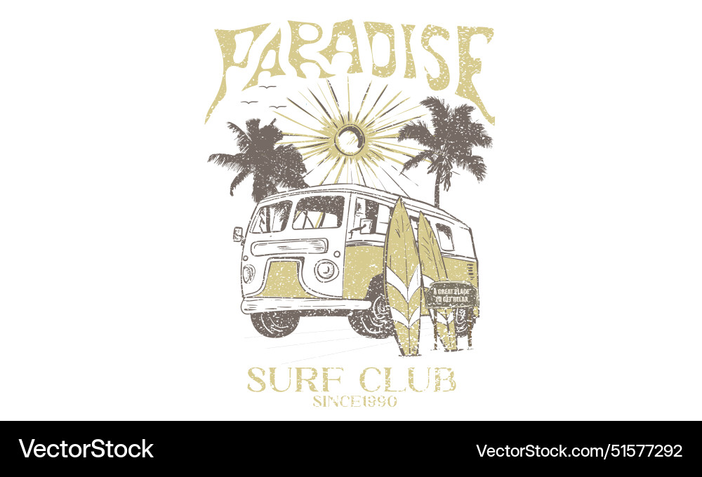 Summer vibes beach bus artwork Royalty Free Vector Image