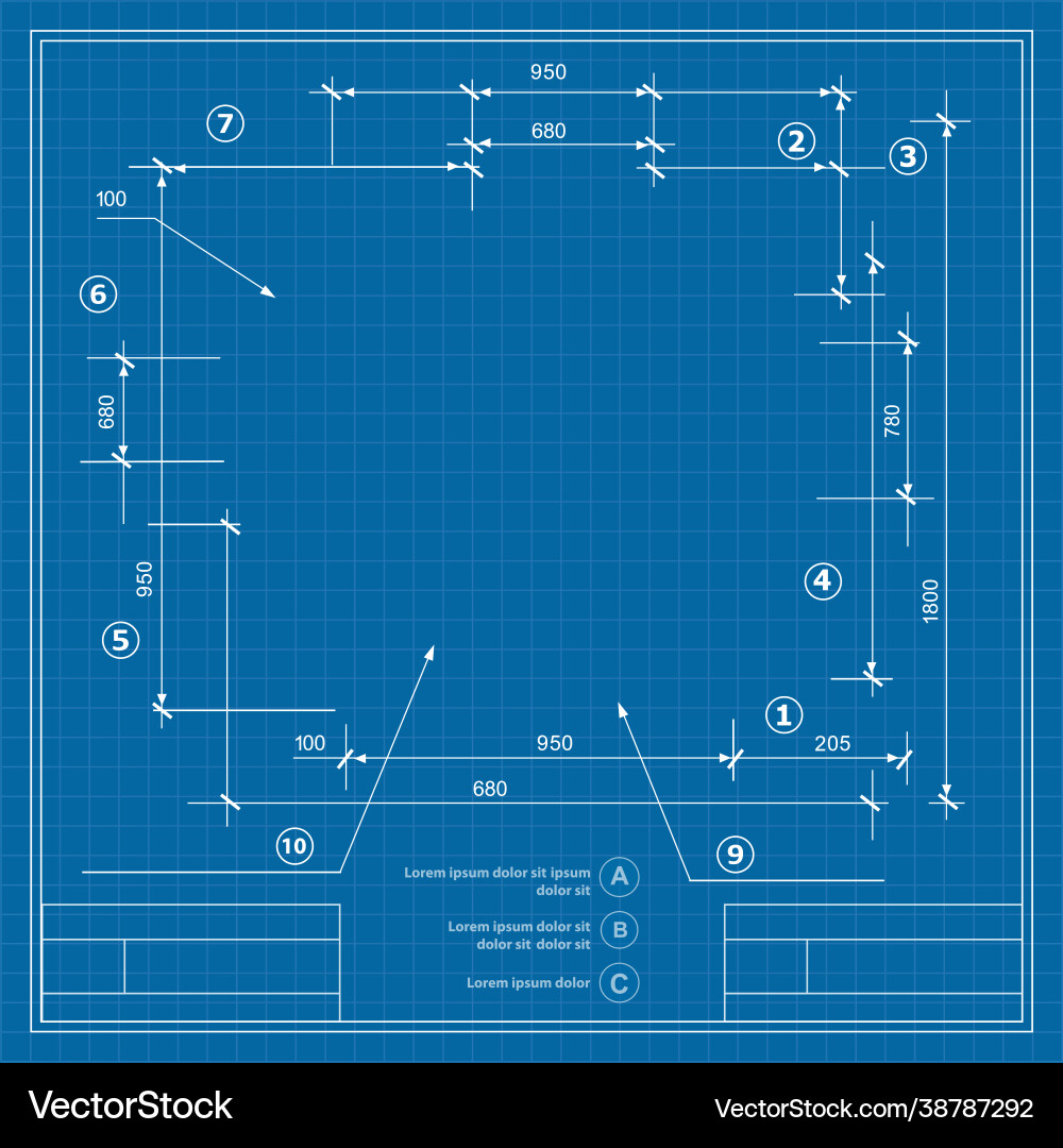 Template drawing plan scheme with dimensions Vector Image
