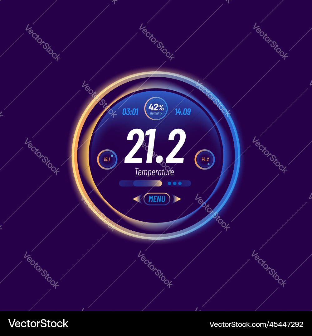 Thermostat temperature digital control dial Vector Image