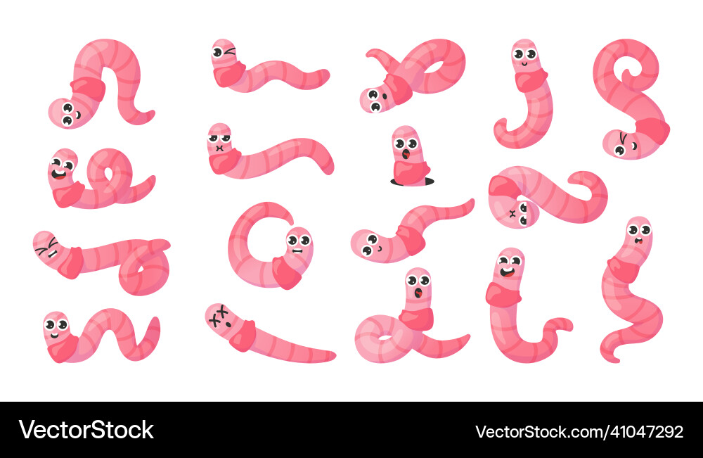 Worm character cartoon earthworm mascot with big Vector Image