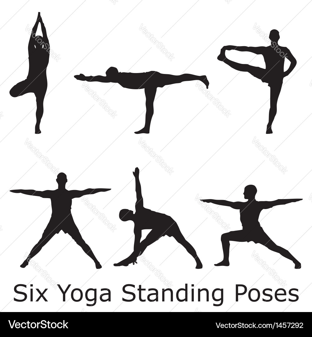 Yoga standings Royalty Free Vector Image - VectorStock