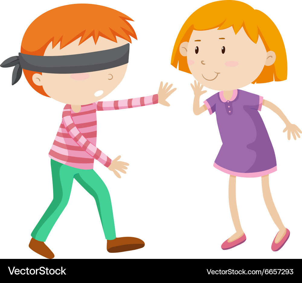 Boy being blind folded Royalty Free Vector Image