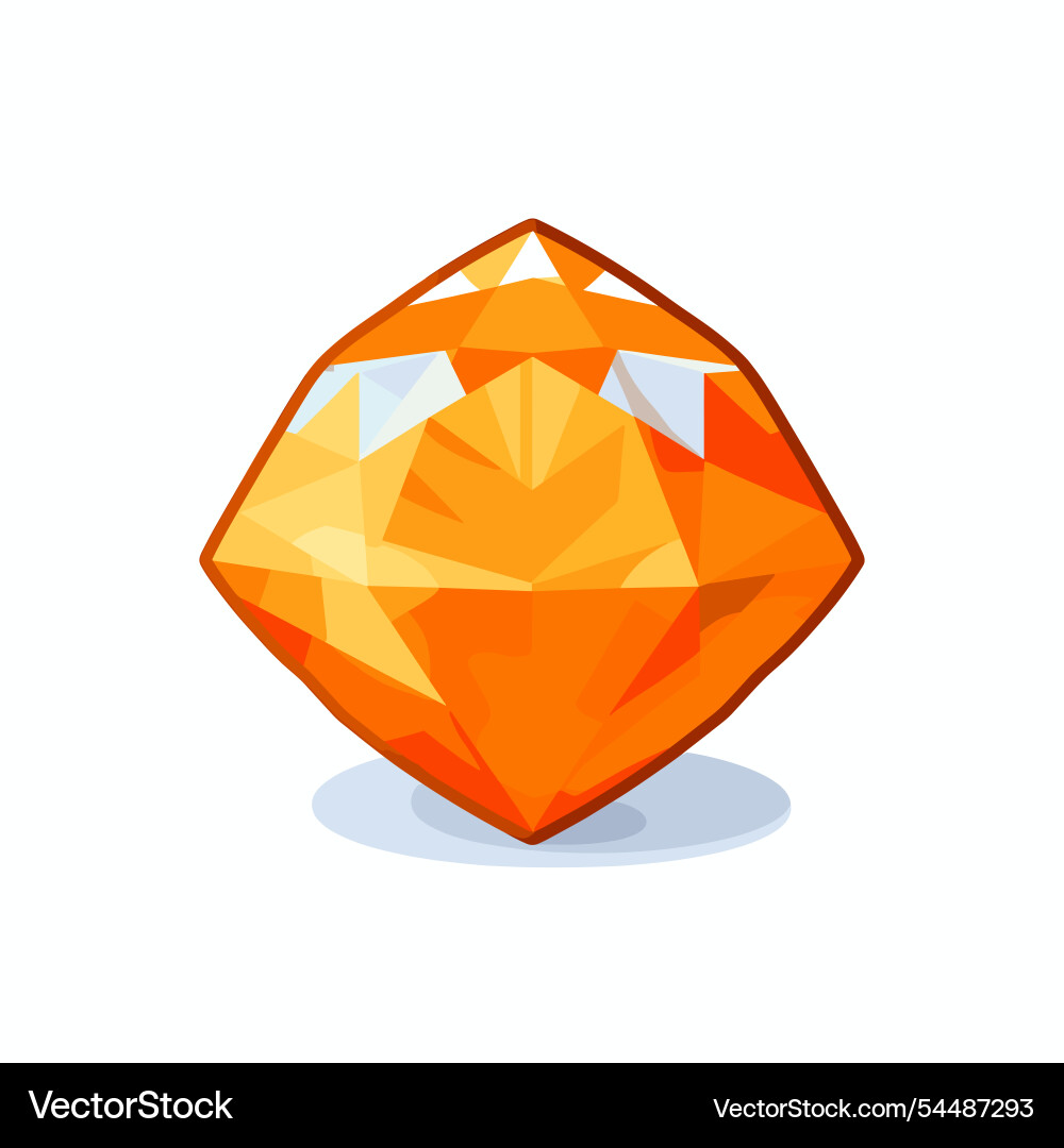 Bright orange gem with a geometric design Vector Image