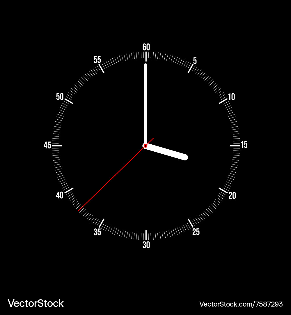 Clock on a black background Royalty Free Vector Image