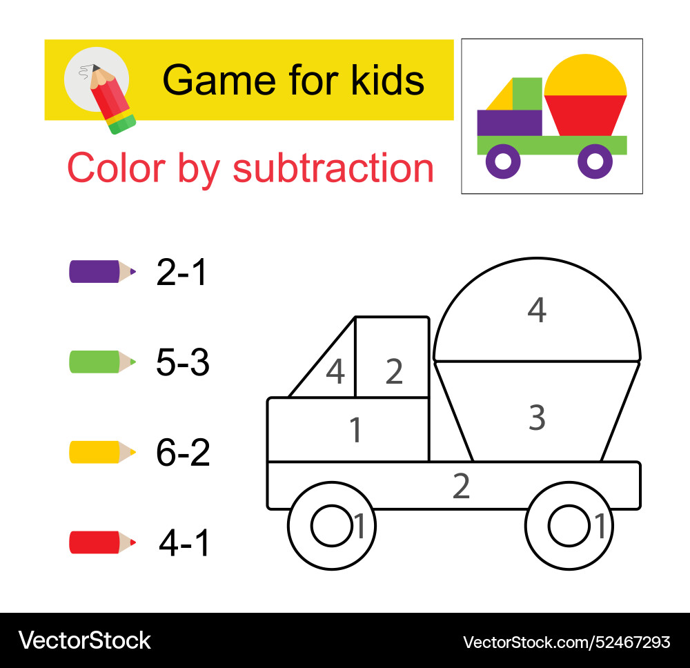 Coloring pages color by subtraction Royalty Free Vector