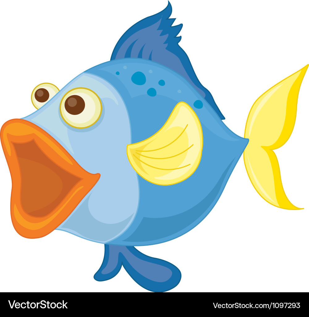 Cute Blue Fish Cartoon Royalty Free Vector Image