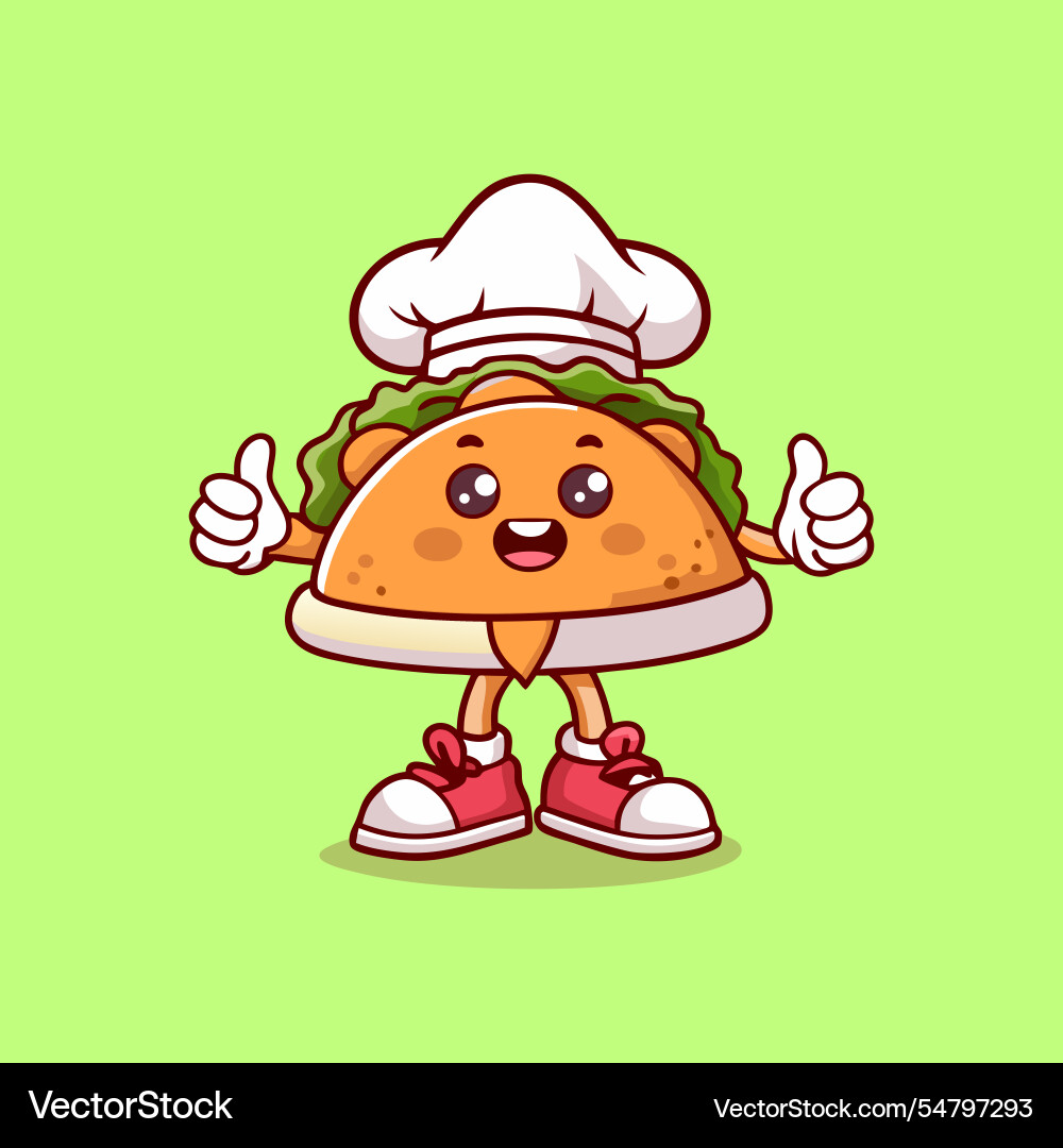 Cute taco chef cartoon character Royalty Free Vector Image