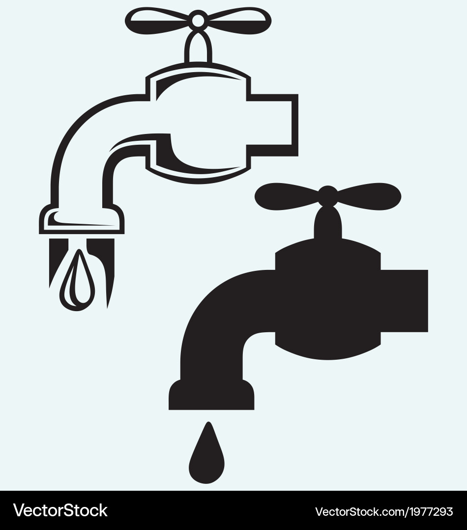 Dripping tap with drop Royalty Free Vector Image