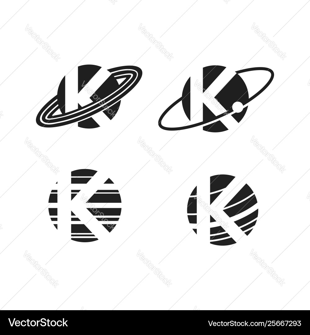 Planet letter k logo Royalty Free Vector Image