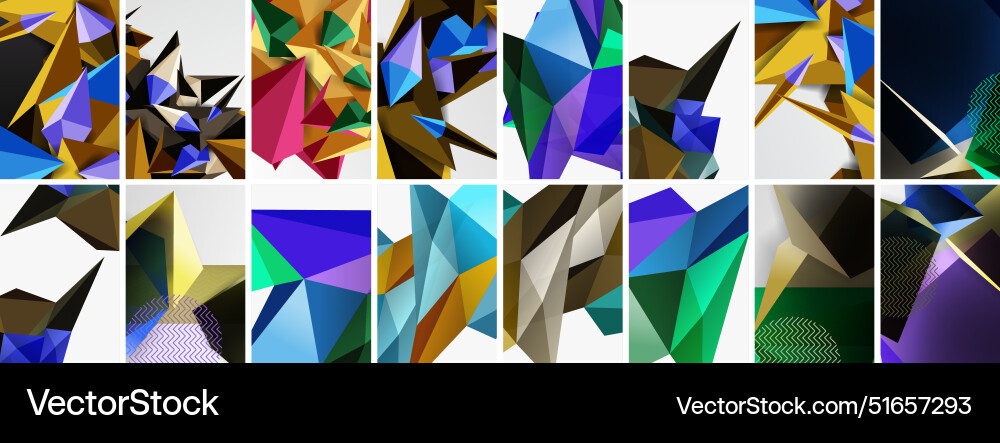 Set of low poly triangles poster geometric Vector Image