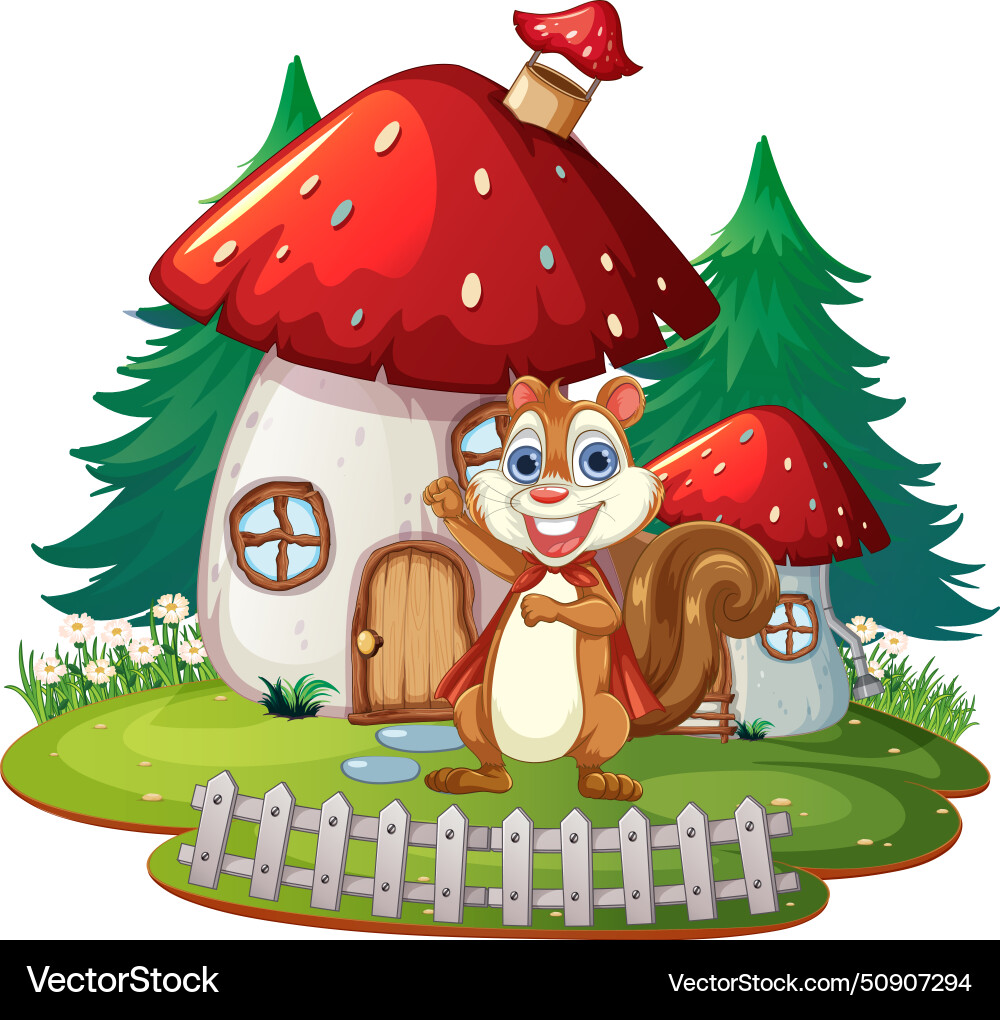 A happy squirrel standing outside fantasy Vector Image