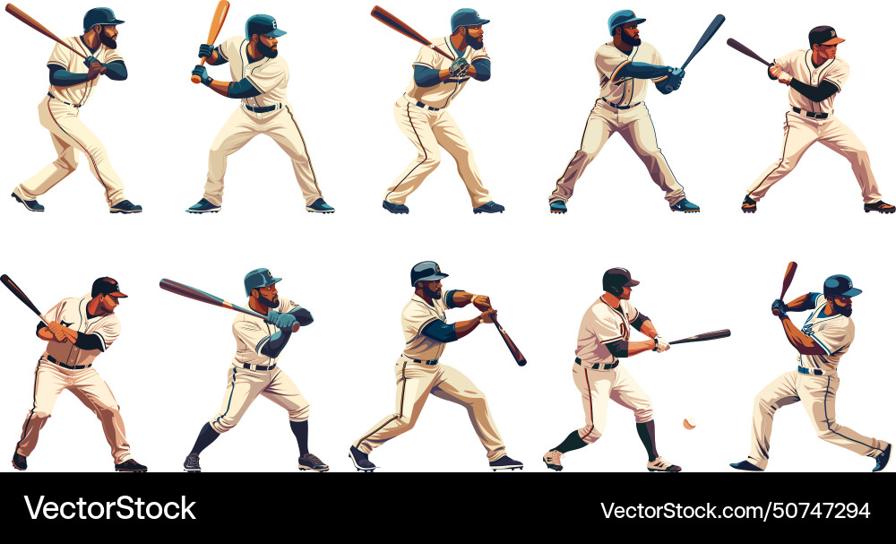Baseball players cartoon style Royalty Free Vector Image
