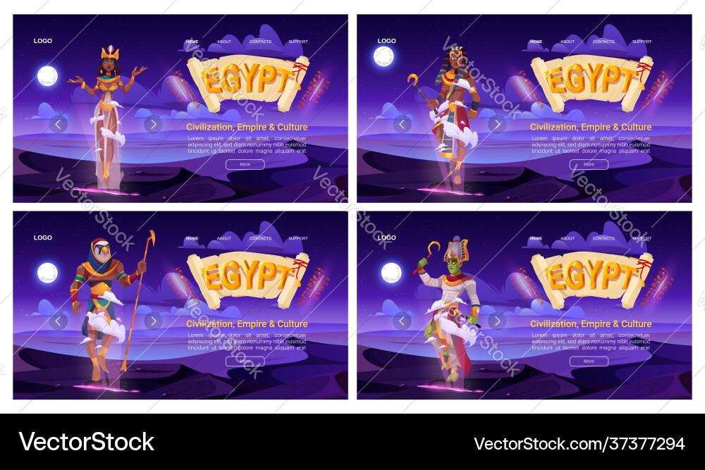 Egypt banners with ancient god and pharaoh Vector Image