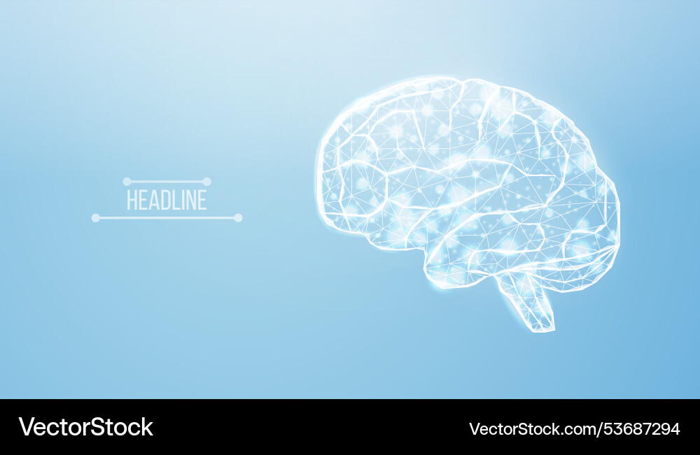 Human brain wireframe low poly style concept Vector Image
