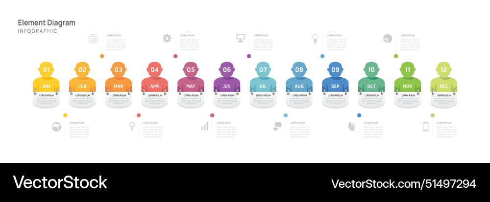Infographic businessman template 12 months modern Vector Image
