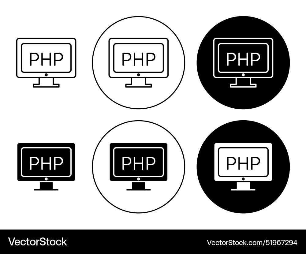 Php Outline Icon Drawing Set For App Web Use Vector Image